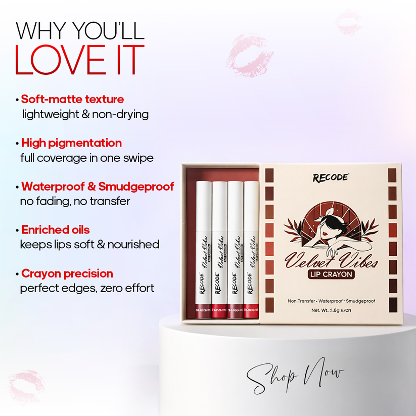 Home All Products Recode Smudge-proof and waterproof Lip Crayon Set Of ...