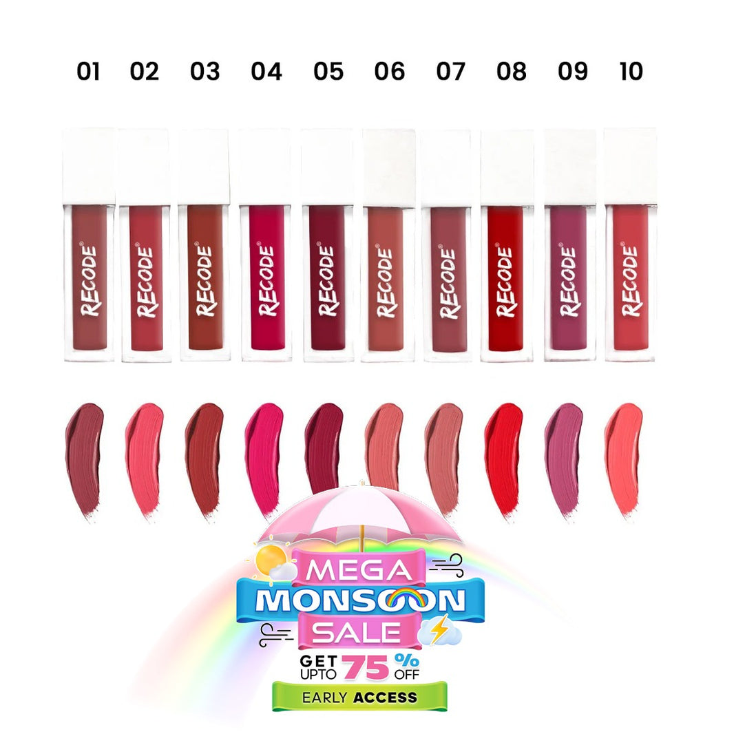 Recode 10 Silky Matte Mini Liquid Lipsticks - 12.50 ML (1.25MLx 10)