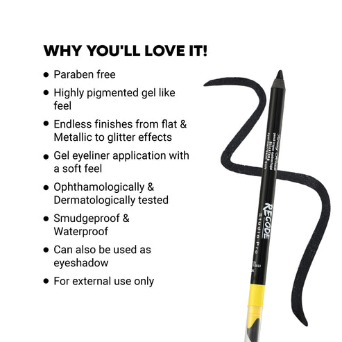 Gel Eyeliner Pencil Cum Kajal - Waterproof - Buy Online From Recode
